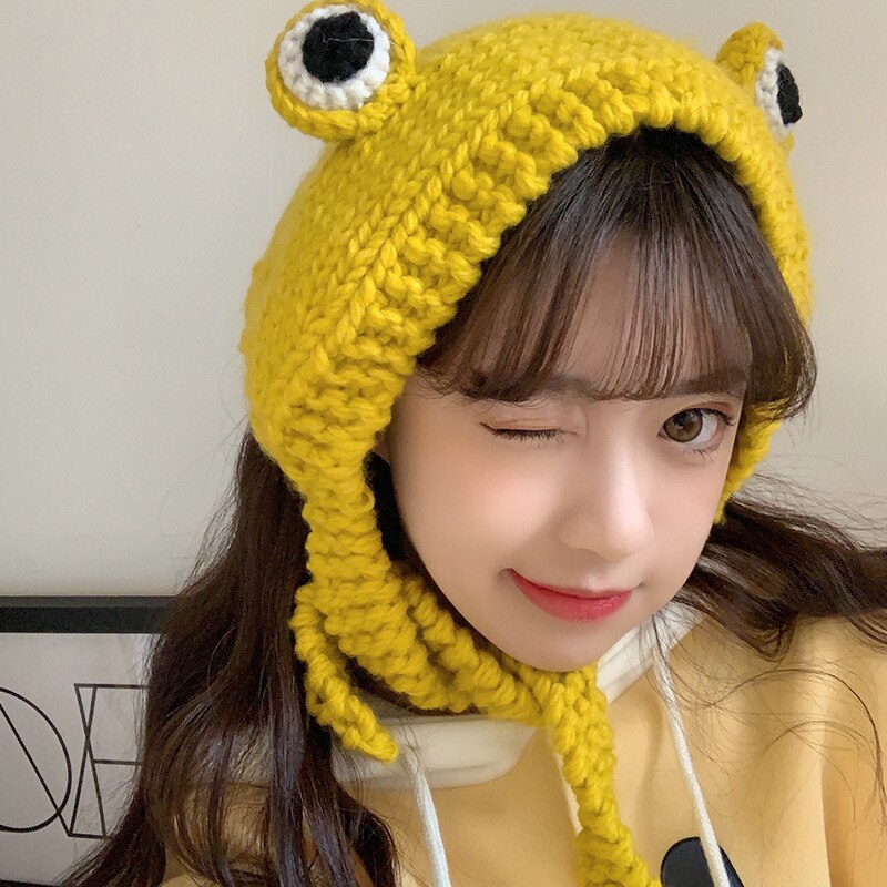 Winter 2020 Skullies Cute Women Frog Hat Crochet Knitted Hat Costume ...