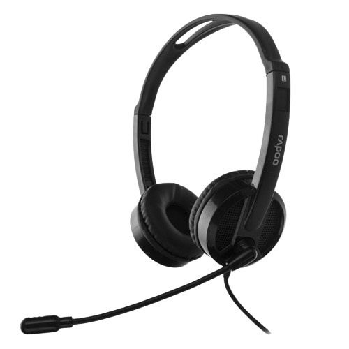 ของแท้☢RAPOO STEREO HEADSET USB SMOOTH HD VOICE# H120-BK หูฟังมีสาย ...