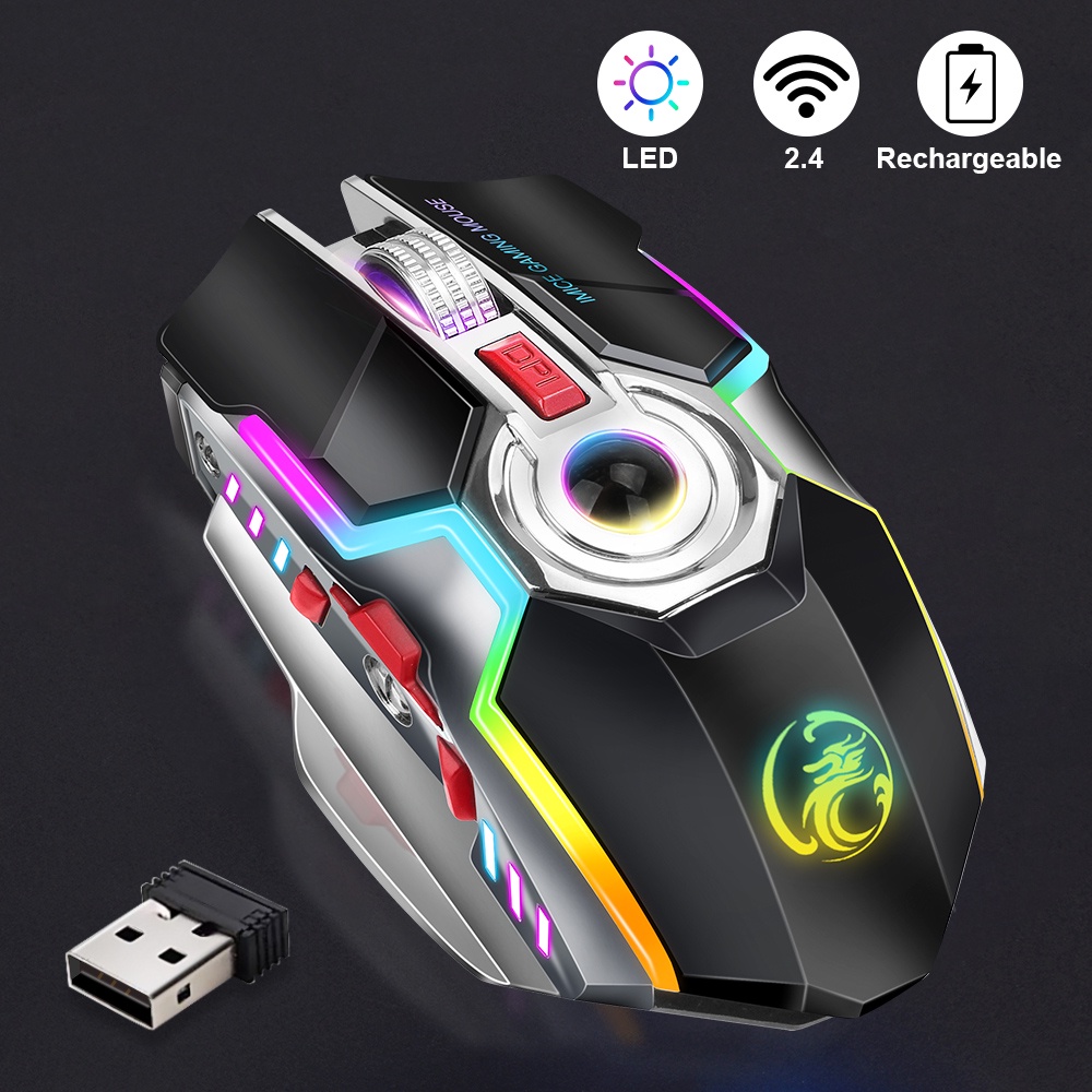 เมาส์ RGB Gaming Mouse Wireless Comuter Mouse Rechargeable Silent Mause ...