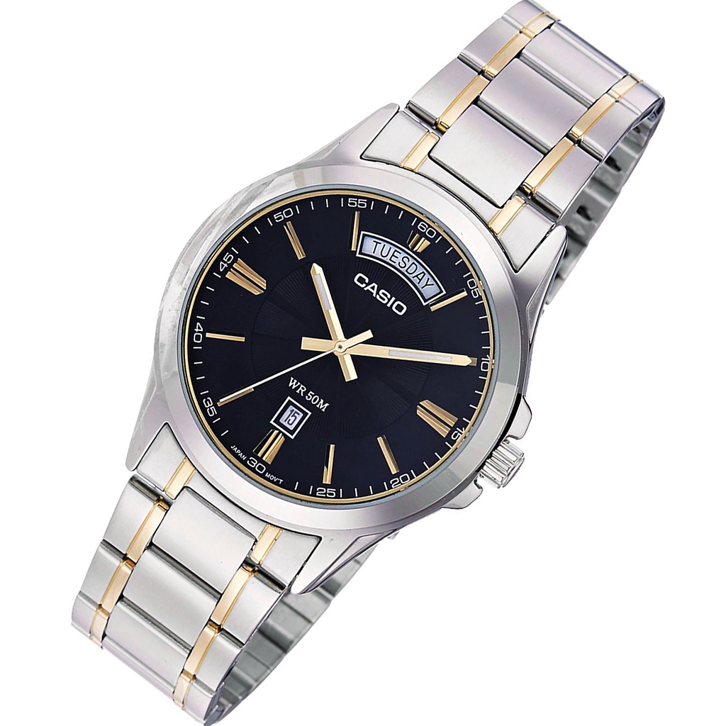 Casio นาฬิกาข้อมือผู้ชาย หน้าปัด DAY-DATE สายสแตนเลส รุ่น MTP-1381 ของ ...