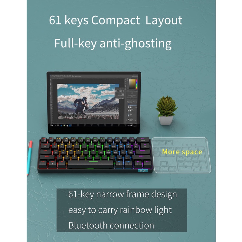 RG.BEAST Ajazz STK61 คีย์บอร์ด Mechanical Keyboard คีย์บอร์ดบลูทูธไร้ ...