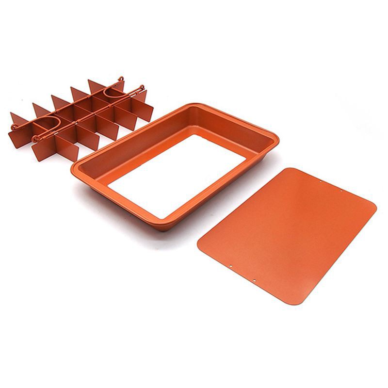 Brownie Non-stick Baking Pan with Built-In Slicer Cutter (Large ...