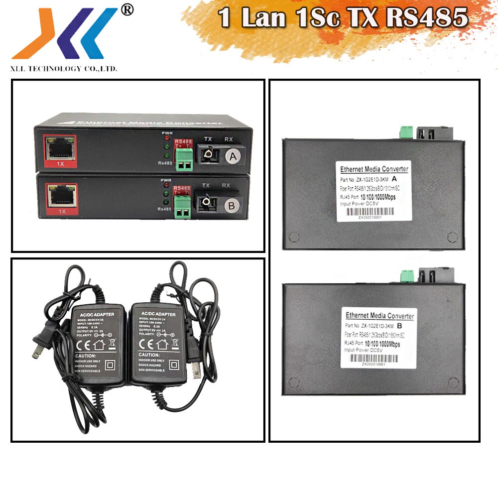 Fiber To Ethernet Gigabit RS485 Media Converter With Pair 1 Lan 1 SC TX rs485 2 Lan 1 SC TX ...