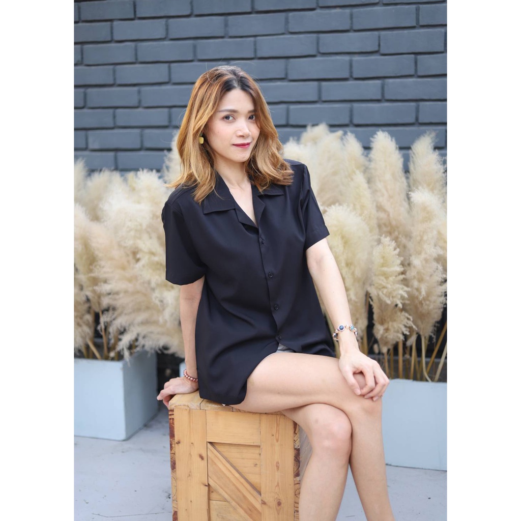 9สีเสื้อเชิ้ตไม่ต้องรีด️OVERSIZE S.M.L.XL.XXL.2XL ไซส์ใหญ่ คอปก ฮาวาย สีพื้น แขนสั้น เสื้อผู้ชาย ...