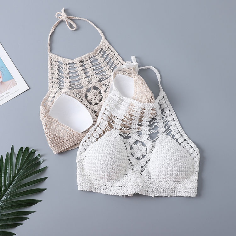 ReadyStock Hollow Out Camisole Btalette Crop Top Women Summer Knitted ...