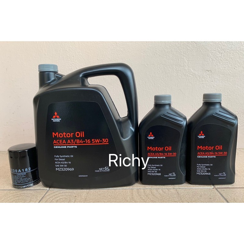 น้ำมันเครื่องดีเซลสังเคราะห์แท้ Mitsubishi 5w-30 พร้อมกรองเครื่องแท้ ...