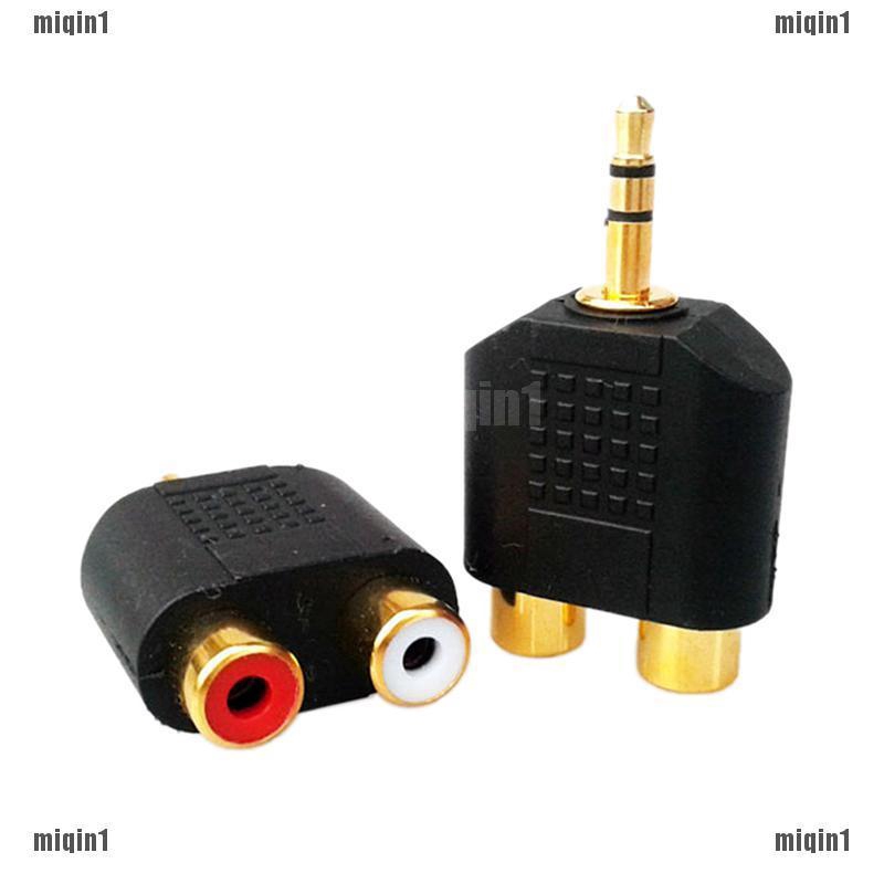 [ MQ 1th ] อะแดปเตอร์ 3.5 มม. Gold Plated Stereo Audio Male Plug to 2 ...