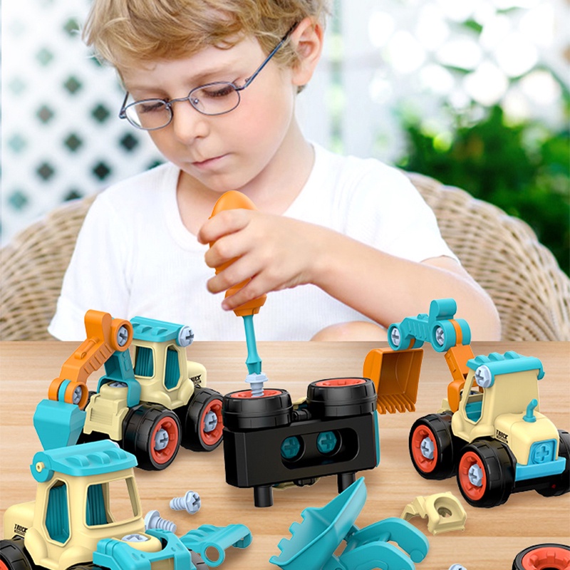 Take Apart Construction Vehicles Toy Kids Digger Toys 4 in 1 DIY ...