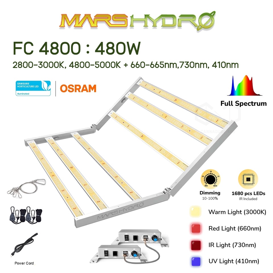 [ส่งฟรี] ไฟปลูกต้นไม้ Mars Hydro FC 4800 6 บาร์ Samsung LM301B + Osram + ดิมเมอร์ LED Grow light ...