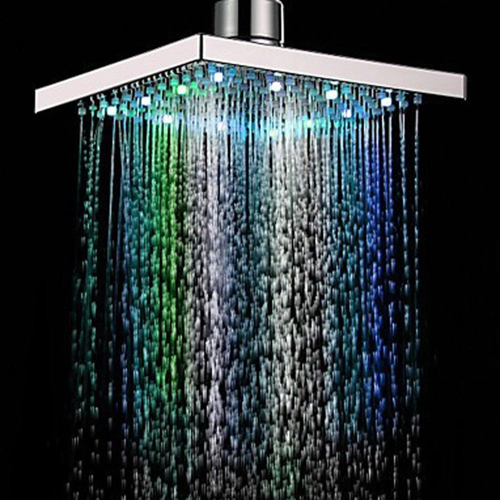 ห้องอาบน้ำฝักบัวModern LED Color Changing Water Glow Square Shae Rain ...