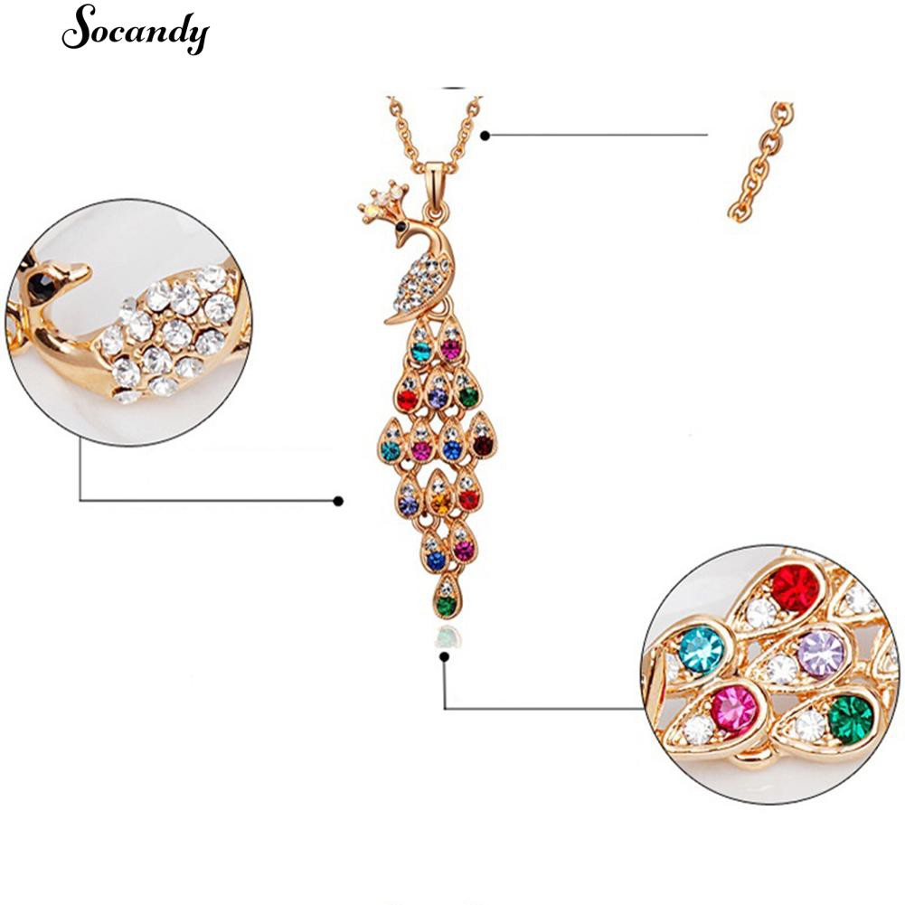Socandy สร้อยคอยาวจี้รูปนกยูงหลากสีประดับเพชรพลอยเทียม - socandy1.th ...