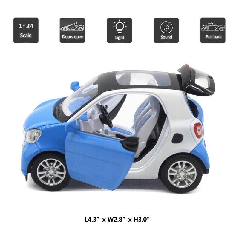 HOMMAT Smart 1:24 Scale ForTwo Vehicle Models Car Alloy Metal Diecast ...
