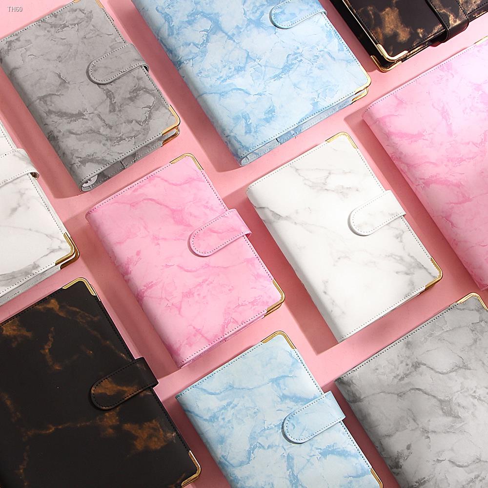 ins™ A5/A6 Color Macaron Marble Leather Spiral Notebook Cover Office ...