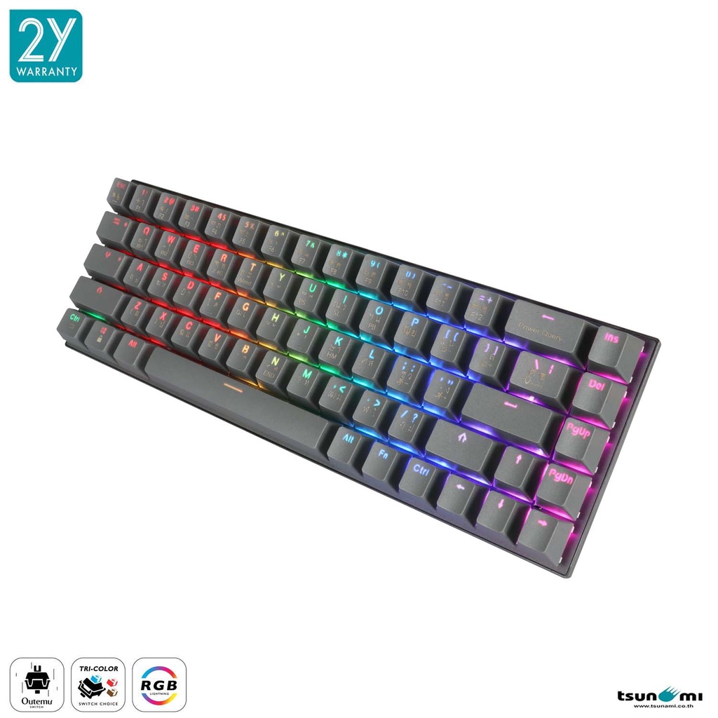 คีย์บอร์ด เกมมิ่ง Compact Outemu Switch Mechanical Keyboard RGB Tsunami ...