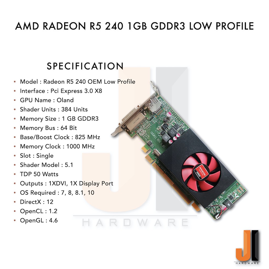 AMD Radeon R5 240 1GB 64-Bit GDDR3 Low Profile (มือสอง) - jihardware ...