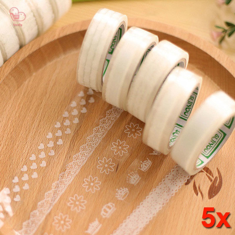 5 pcs DIY Cute Lace PVC Tape Sweet Sticker for Decor Scrapbooking Album ...