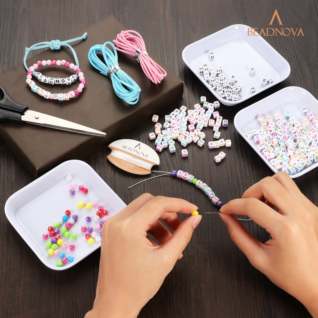 800pcs White Acrylic Alphabet Letter Beads with Colorful Letters ...