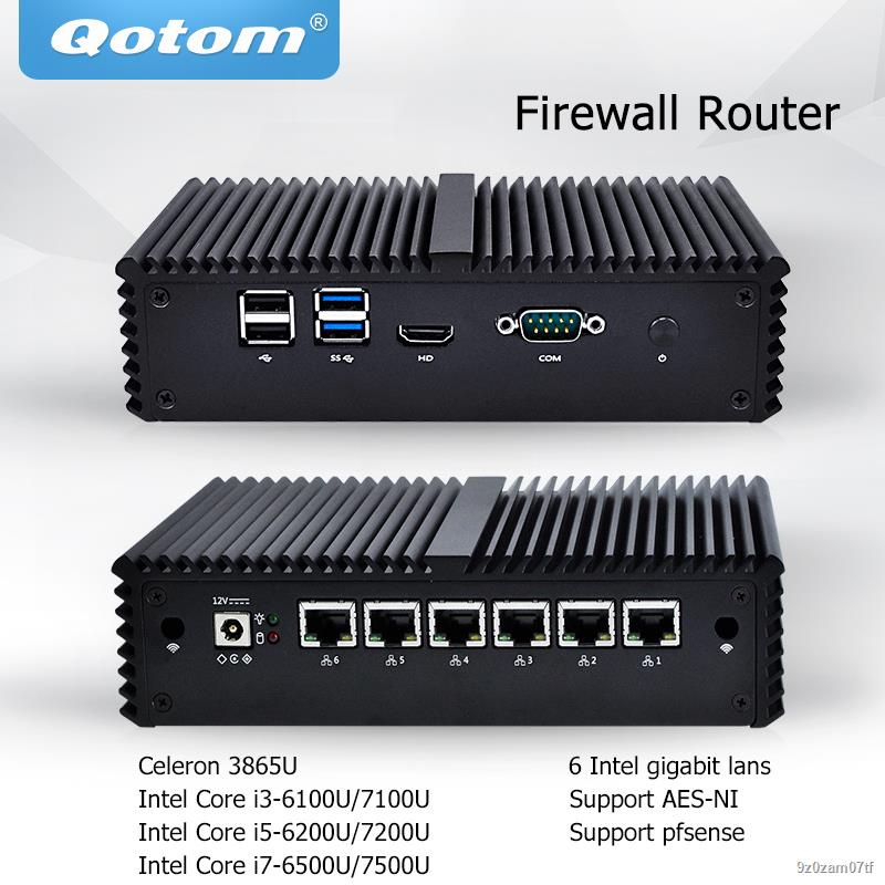 ♀QOTOM Mini PC Core i3 i5 i7 Fanless VPN Computer 6 Gigabit Ethernet ...