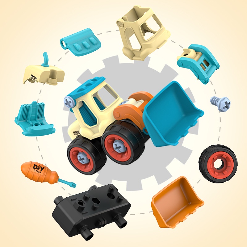 Take Apart Construction Vehicles Toy Kids Digger Toys 4 in 1 DIY ...