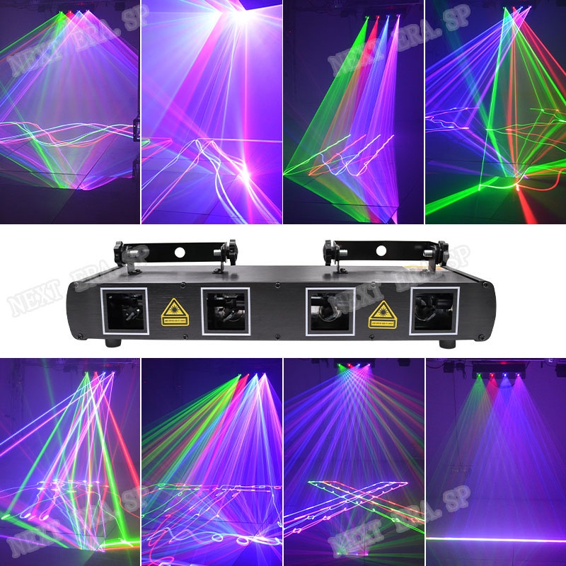 ไฟเวที ไฟปาร์ตี้ Four-hole Four-color line laser เอฟเฟกต์ลวดลาย เลเซอร์ ...