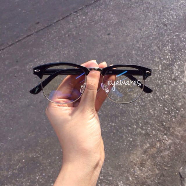 Sale!! แว่นตารุ่น 754 ทรง Clubmaster มีทั้งแบบเลนส์ใส สายตา และ Blueblock | Shopee Thailand