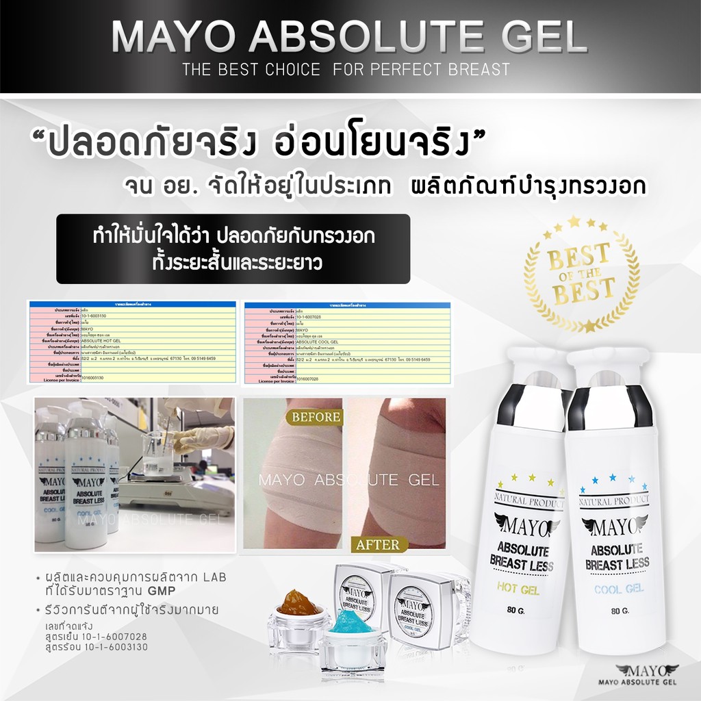 MAYO ABSOLUTE GEL - เจลลดหน้าอกเมโย แอปโซลูท เจล 80g - tomboythailand ...