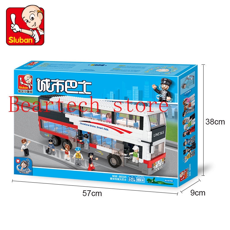 Sluban 0335 City Luxury Double-decker School Bus Building Blocks ...