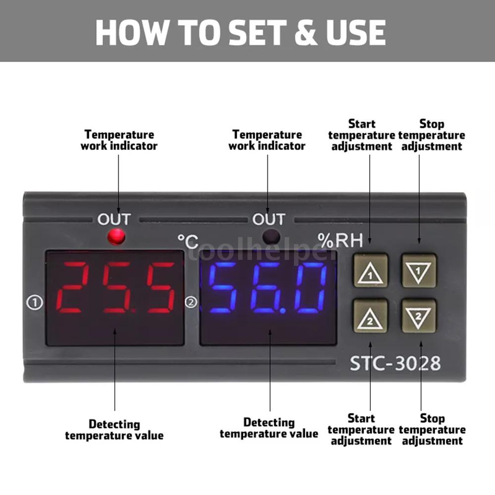 Stc - 3028 เทอร์โมดิจิตอลควบคุมอุณหภูมิความชื้น - toolhelper2.th - ThaiPick
