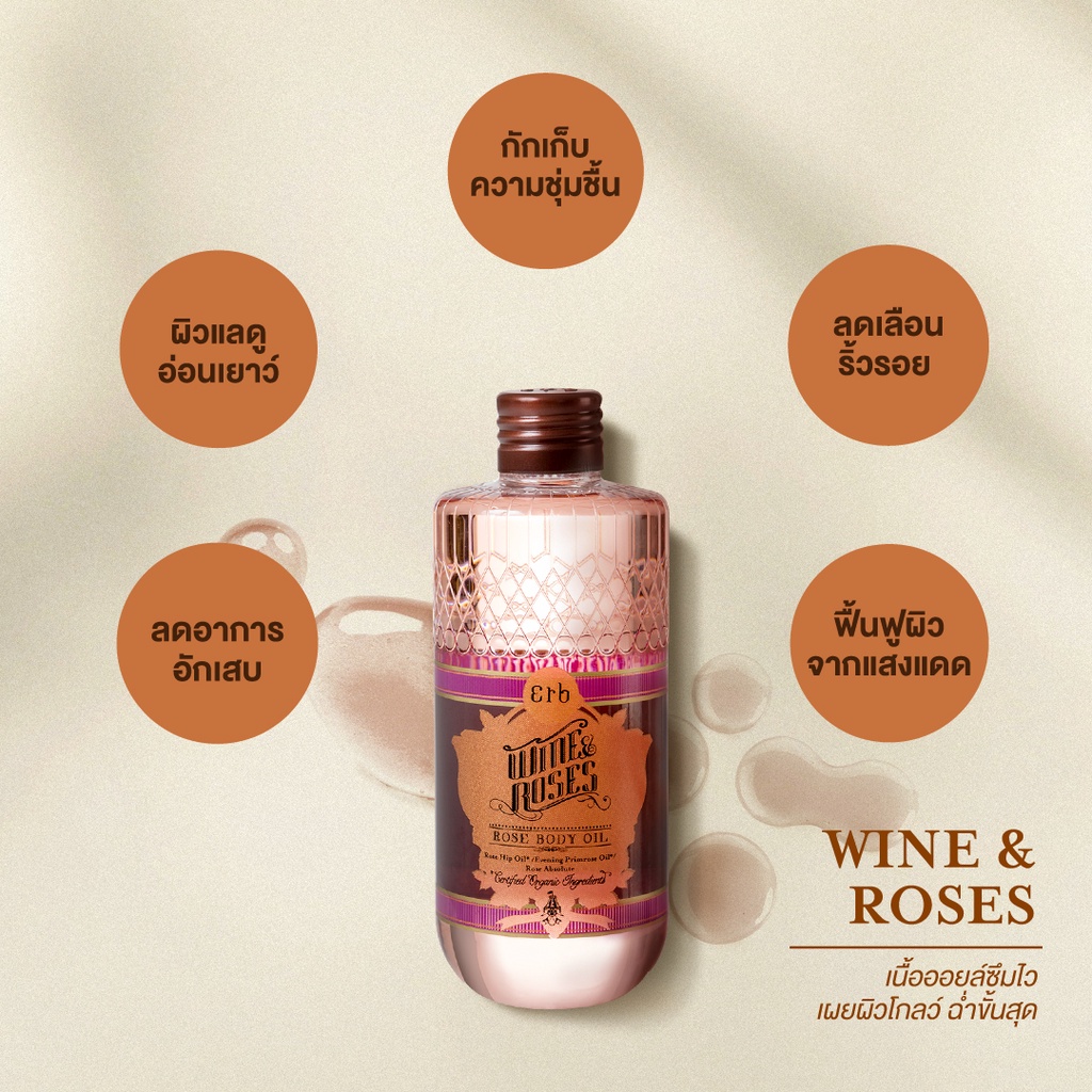Erb Wine Roses Anti-Aging Body Oil 100 ml. เอิบ ออยล์บำรุงผิวขนาดพกพา ...