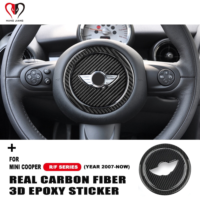 Carbon Fiber Steering Wheel Panel Sticker Epoxy Stickers For mini ...