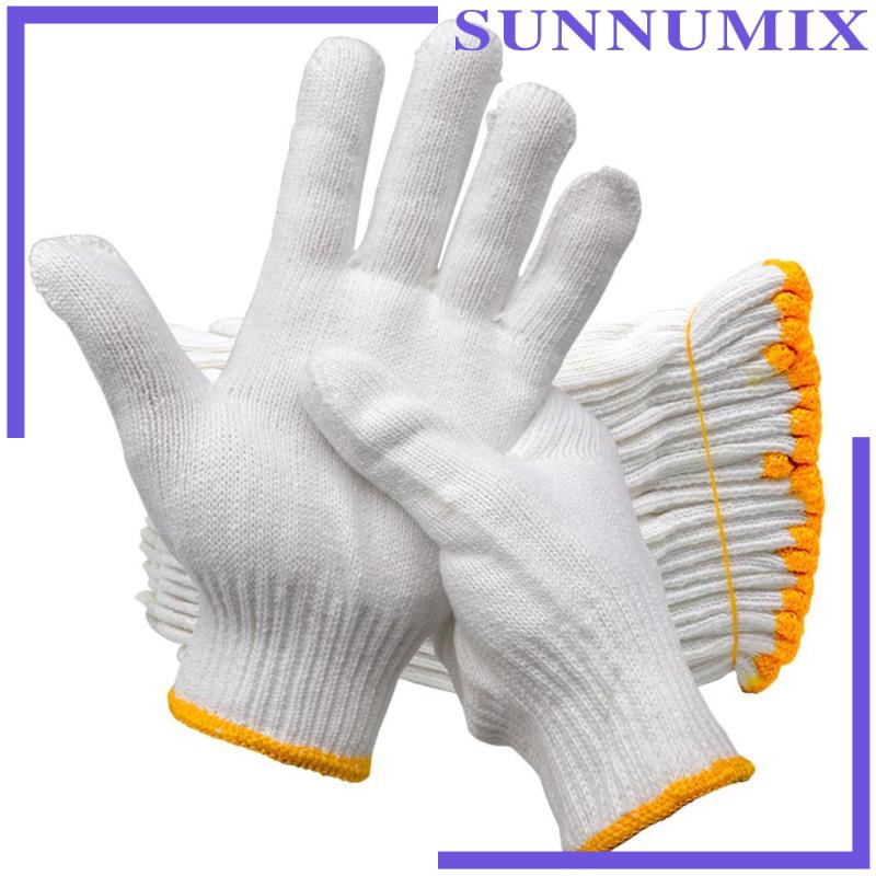 12piars Cotton Labor Protection Gloves Knitted Cut Gloves Labour Safe ...