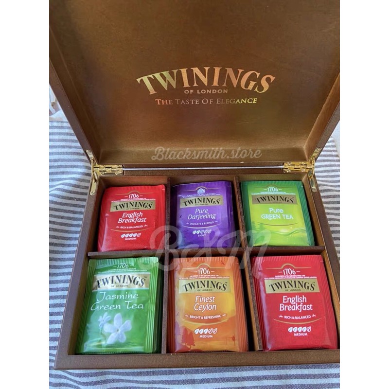 Twinings Box Set 6 ช่อง พร้อมชา 90 teabags กล่องไม้ Twinings ...