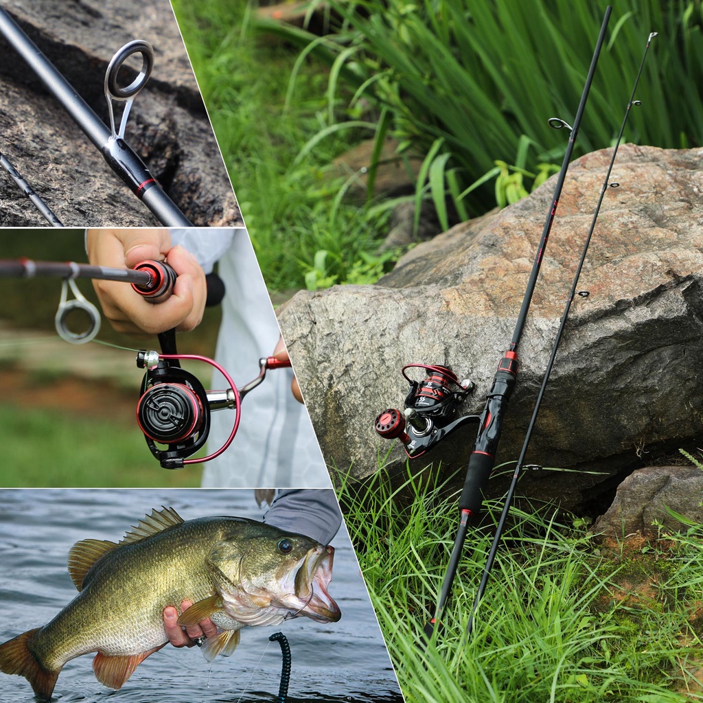 Sougayilang Fishing Rod Fishing Reel Set 1.82.1m Spinning Fishing Rod 2 ...
