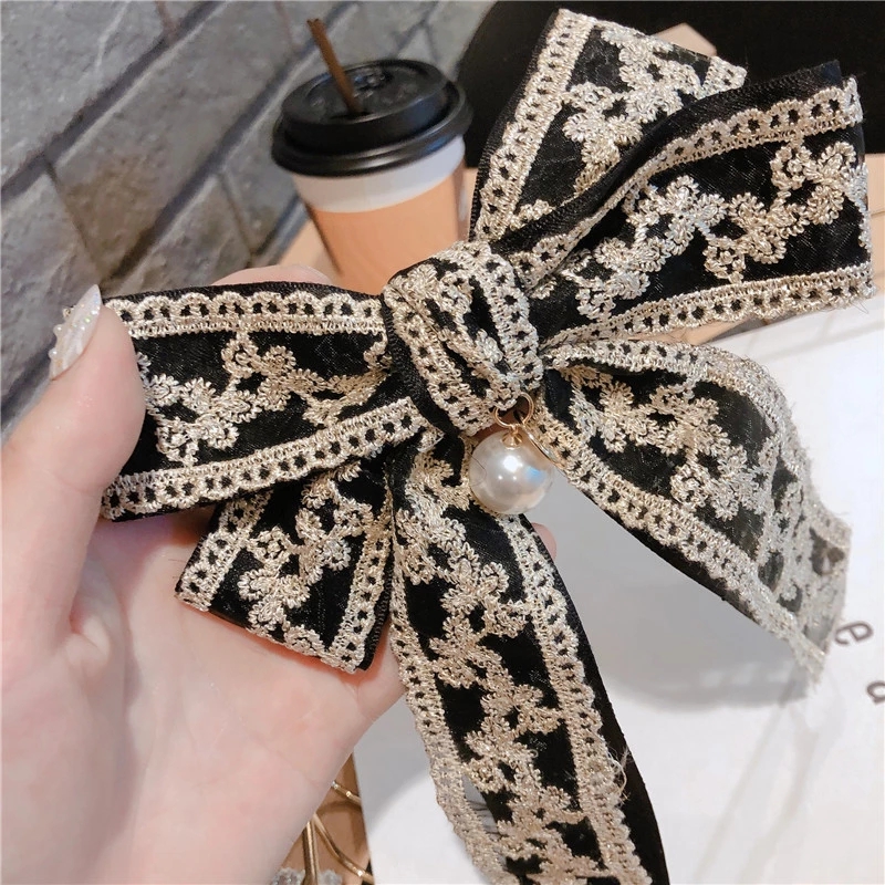 ( Women Korean Ins Style ) กิ๊บติดผมโบว์ลายลูกไม้สําหรับผู้หญิง ...