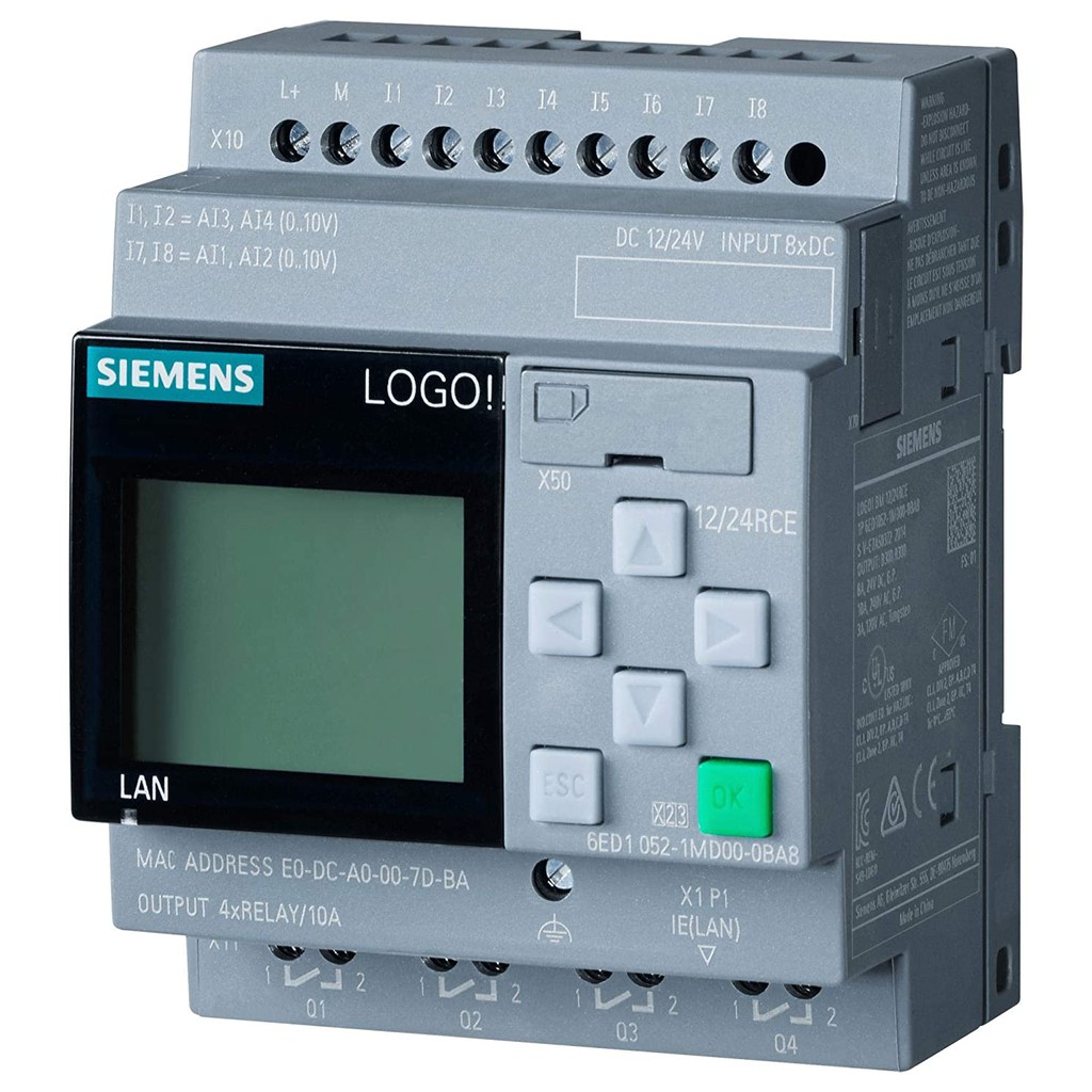 Siemens PLC LOGO!8 6ED1052-1MD08-0BA0 PLC, With Display, LOGO! Series ...