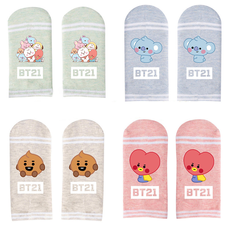 KPOP BT21 Long Socks BTS Cute Printed Socks Slip-proof Stockings ...