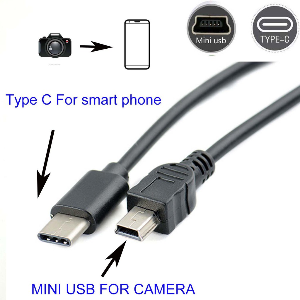 สายเคเบิ้ล Type C to mini usb OTG สําหรับกล้อง canon EOS Rebel Xti GL2 ...