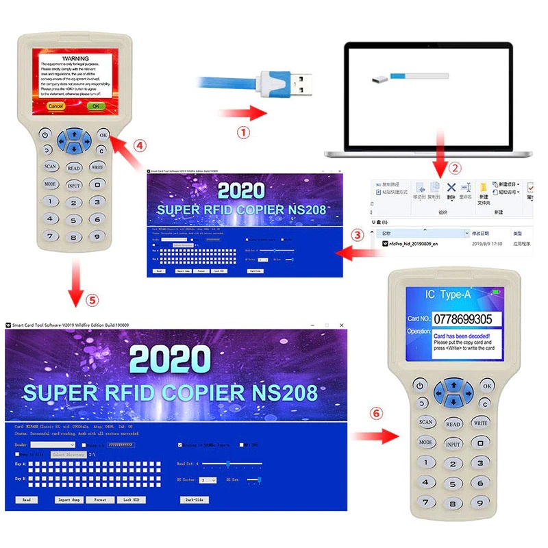 เครื่อง copy card IcId Access Control Card Duplicator RfidNfc Reader Writer version ภาษาอังกฤษ ...