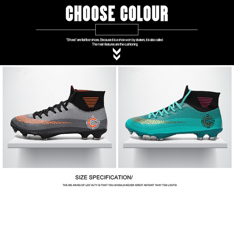 Men Football Soccer Boots High Top Soccer AG/FG Cleats Training Shoes ...