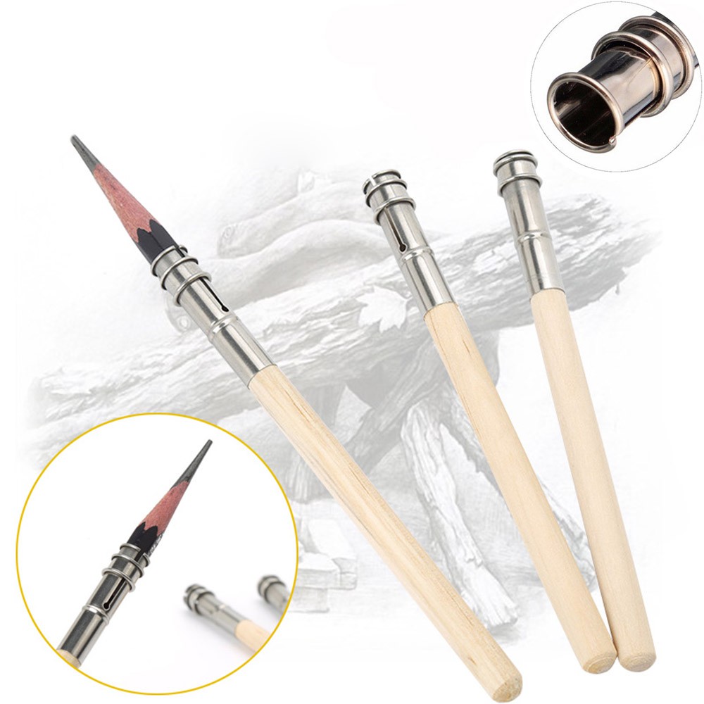 5/10PCS Student Adjustable Metal Art Write Tool Sketch Writing Wooden ...