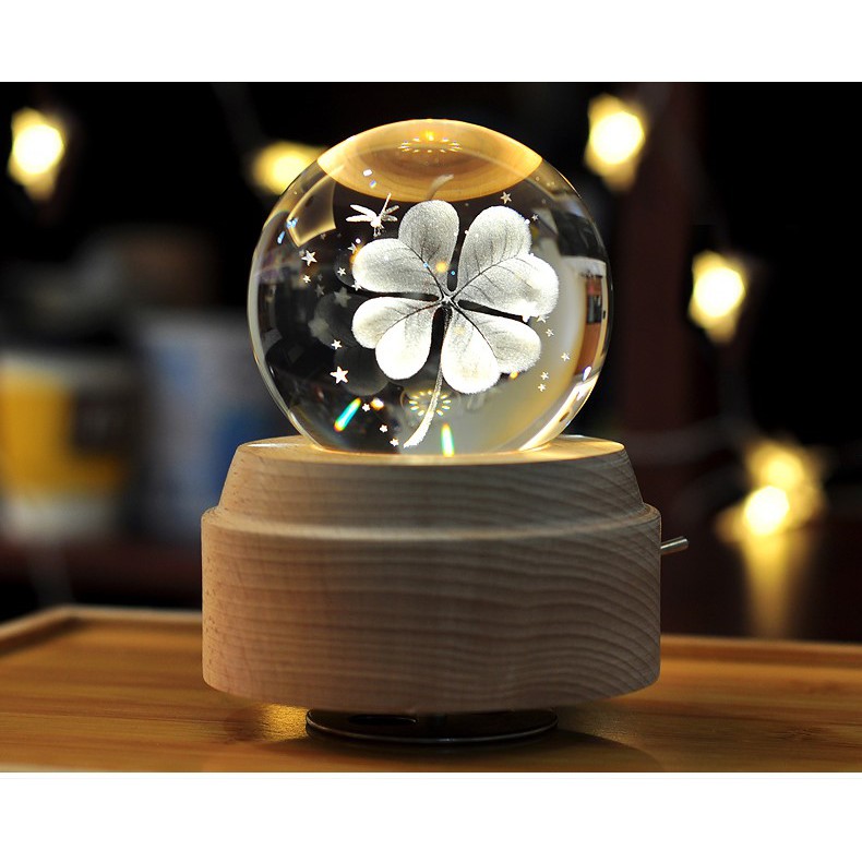 Music Boxes Crystal Ball Ratating Light Projection Crystal Music Ball ...