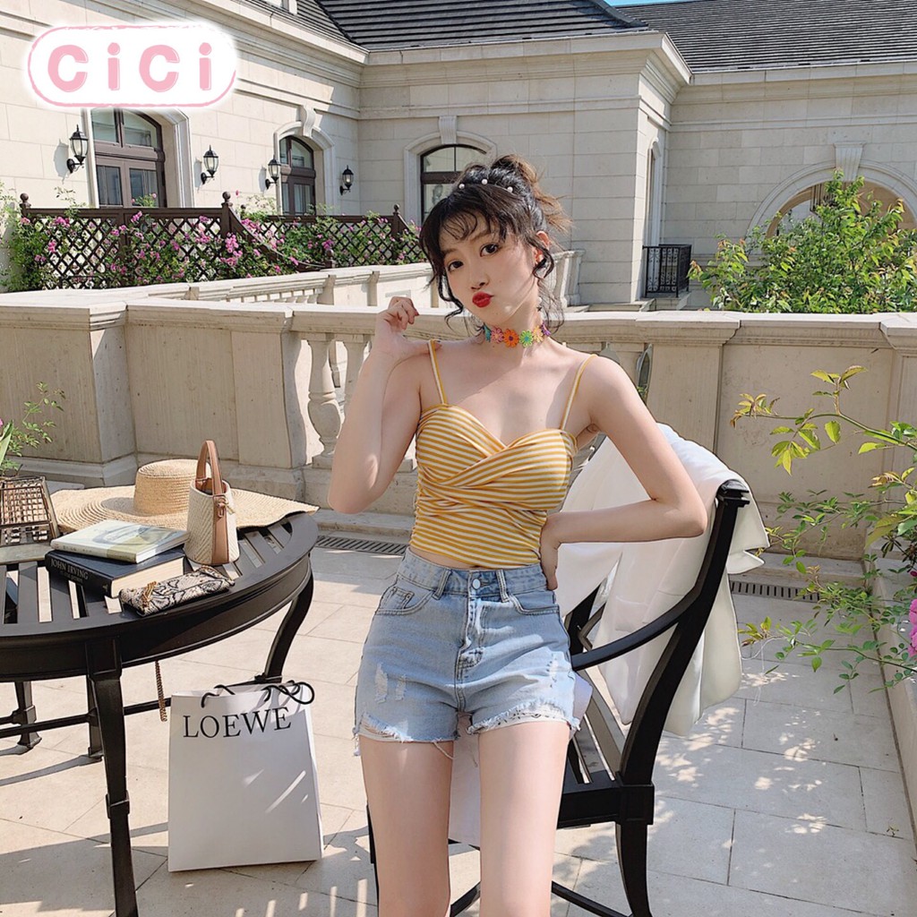 CICISHOP (Q388-1)เสื้อสายเดี่ยวไหมพรมน่ารักมากค่ะ เนื้อผ้าดีมาก - cicishop1 - ThaiPick