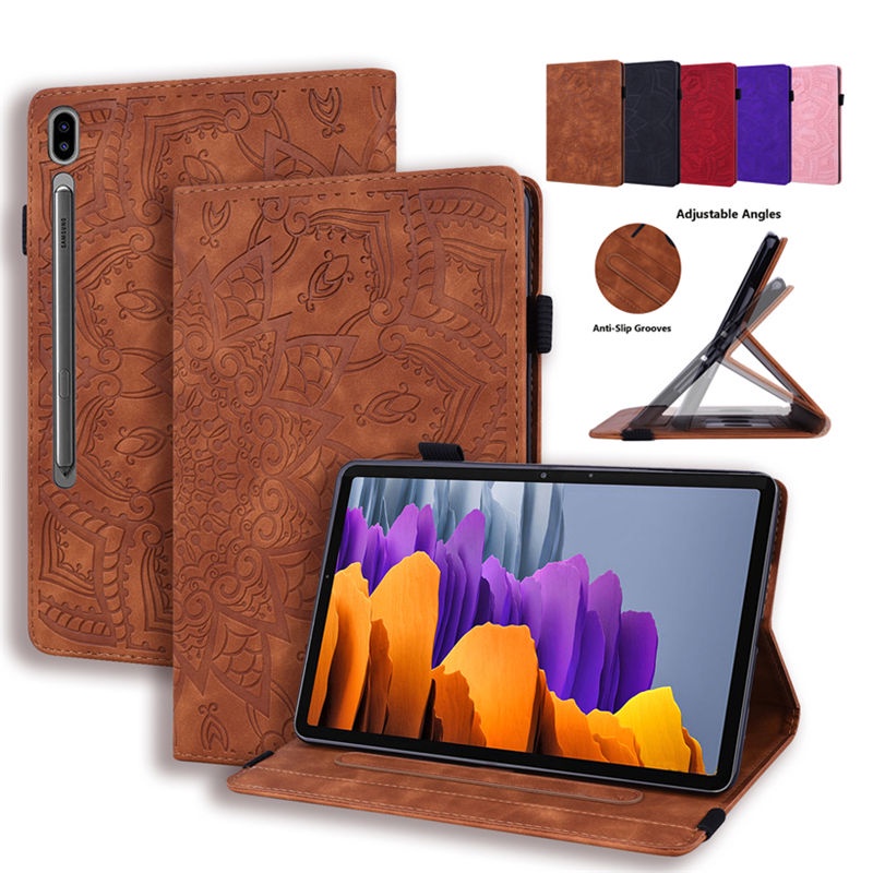 เคสแท็บเล็ต ฝาพับ ลายดอกไม้นูน สําหรับ Samsung Galaxy Tab S7 Fe 12 4