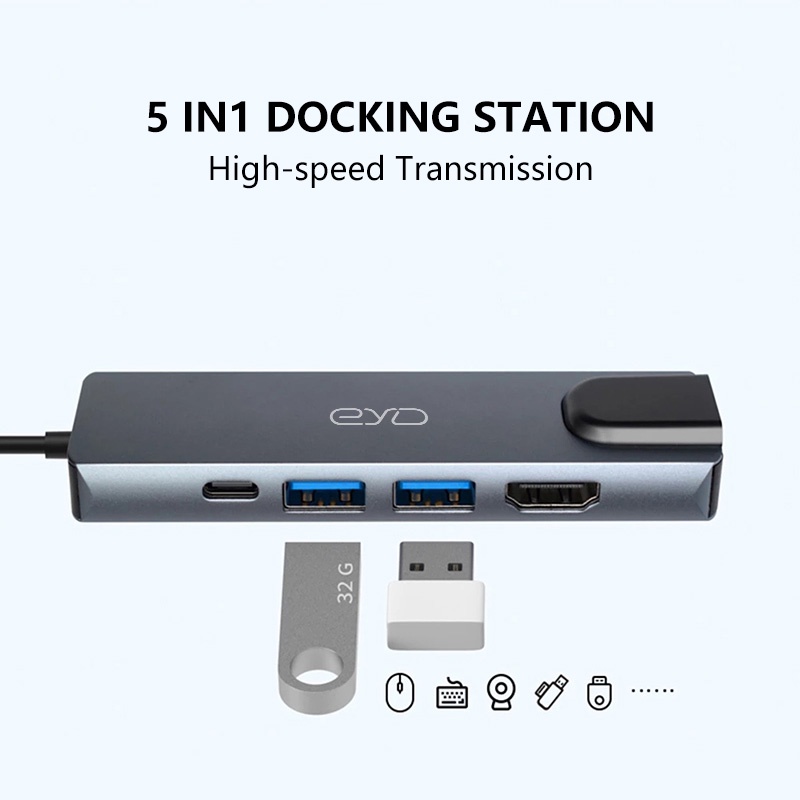 EYD 2007 5 in 1 TYPE-C ที่ชาร์จอเนกประสงค์ Hub ตัวแปลงอะแดปเตอร์ USB ...