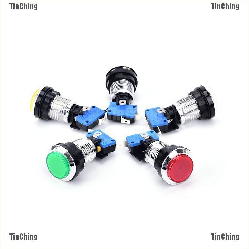 TinChing 1 pcs chrome plated illuminated 12v LED arcade push button with microswitch - tinching ...