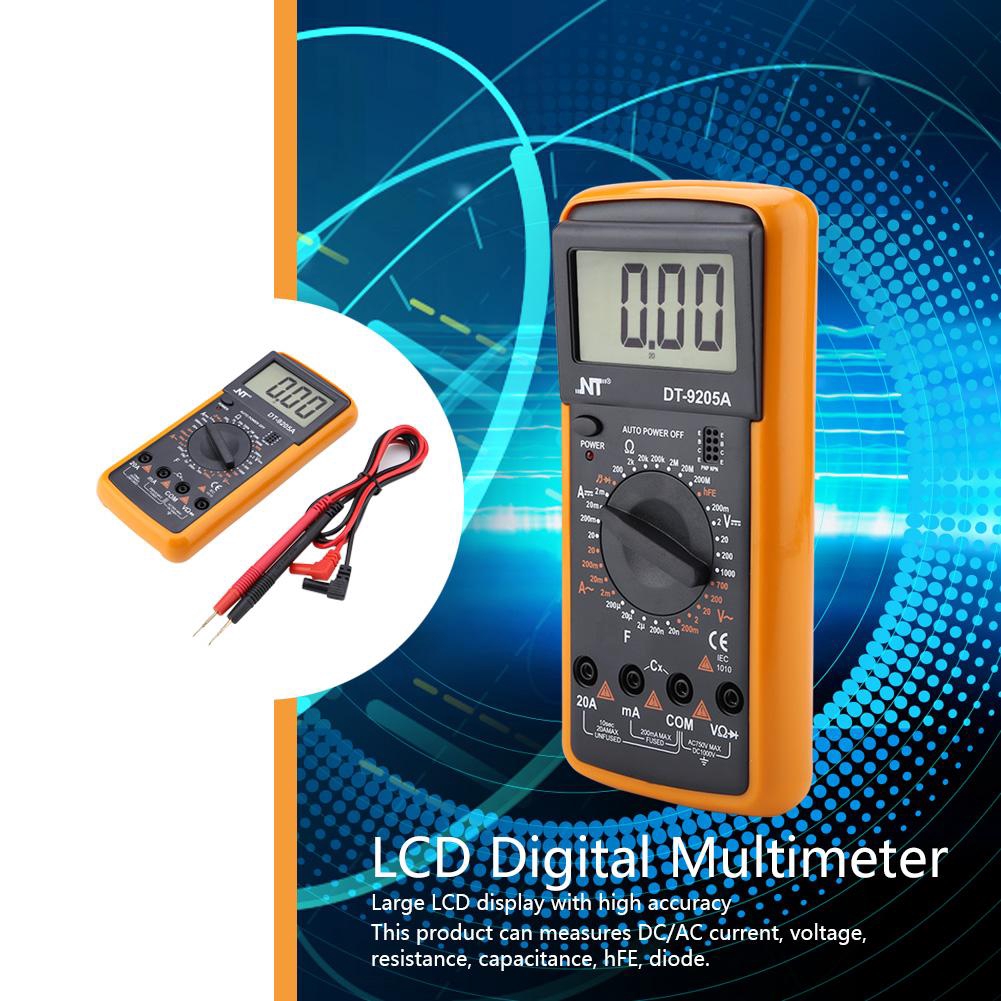 DT9205A LCD Display Handheld Digital Multimeter ACDC Resistance ...