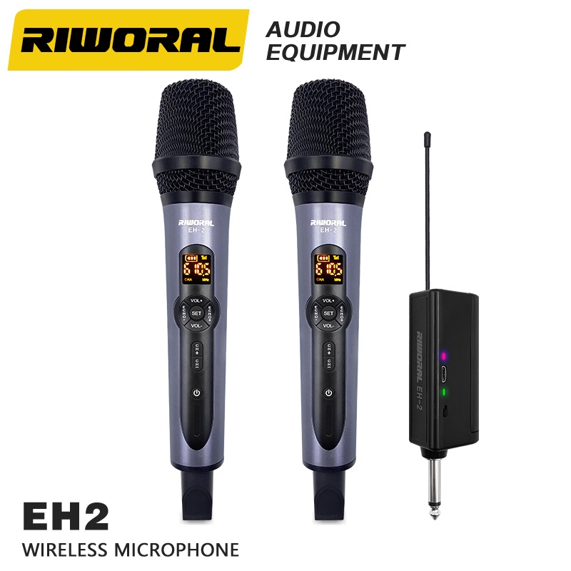 RIWORAL EH-2 ไมค์ลอยไร้สาย ไมค์ร้องเพลง UHF ไมโครโฟนไดนามิก การปรับ ...