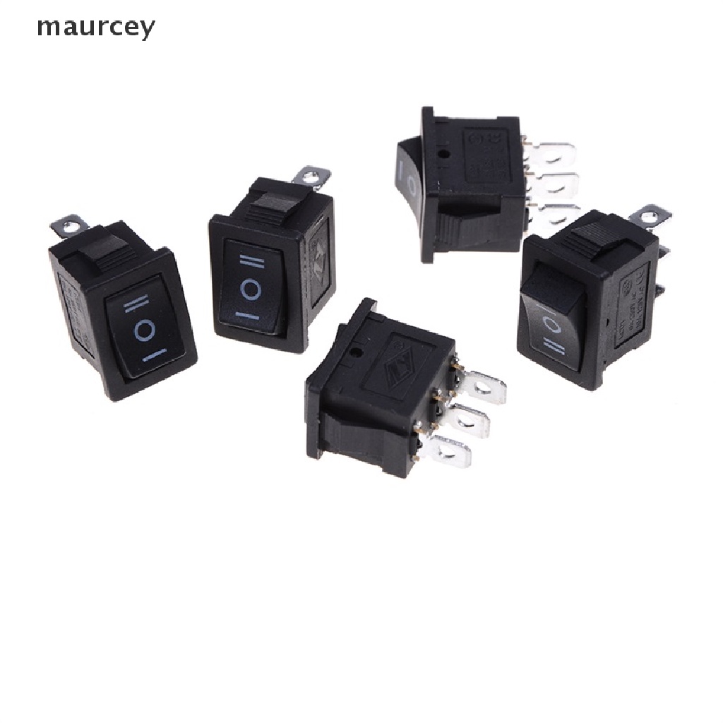 maurcey 5 pcs SPDT On/Off/On Mini Black 3 Pin Rocker Switch AC 6A/250V ...