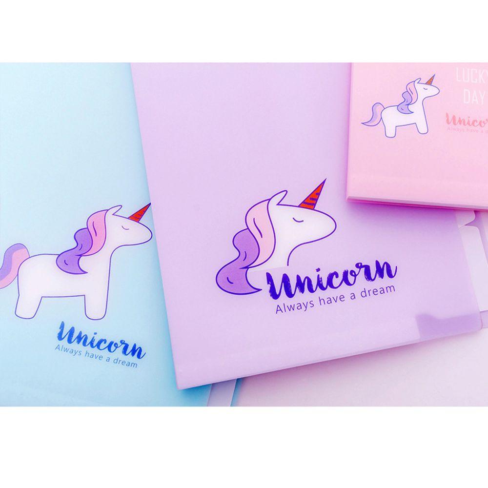 WMES1 Kawaii Unicorn Accordion File Folder Cartoon Paper Organizer A4 ...