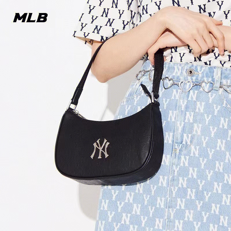 จัดส่งจากกรุงเทพแท้ MLB bag NY handbag PU กระเป๋าสะพายไหล่ Underarm bag ...